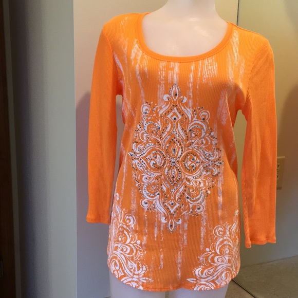 Reba | Tops | Nwot Reba Decorative Long Tshirt Sz M | Poshmark